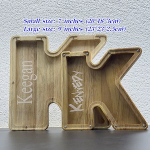 Personalized Wooden Letter Piggy Bank: Laser Engraved Name, Kids Coin ...