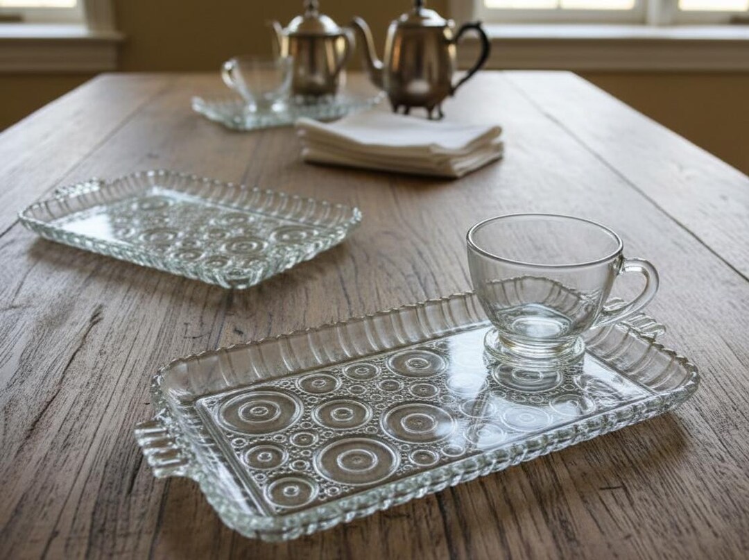 Vintage Anchor Hocking Colonial Lady Serva-snack Sets – 6 Sets (trays ...