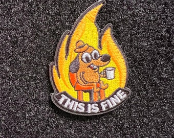 This is Fine Burning Meme Dog Enamel Pin - Etsy