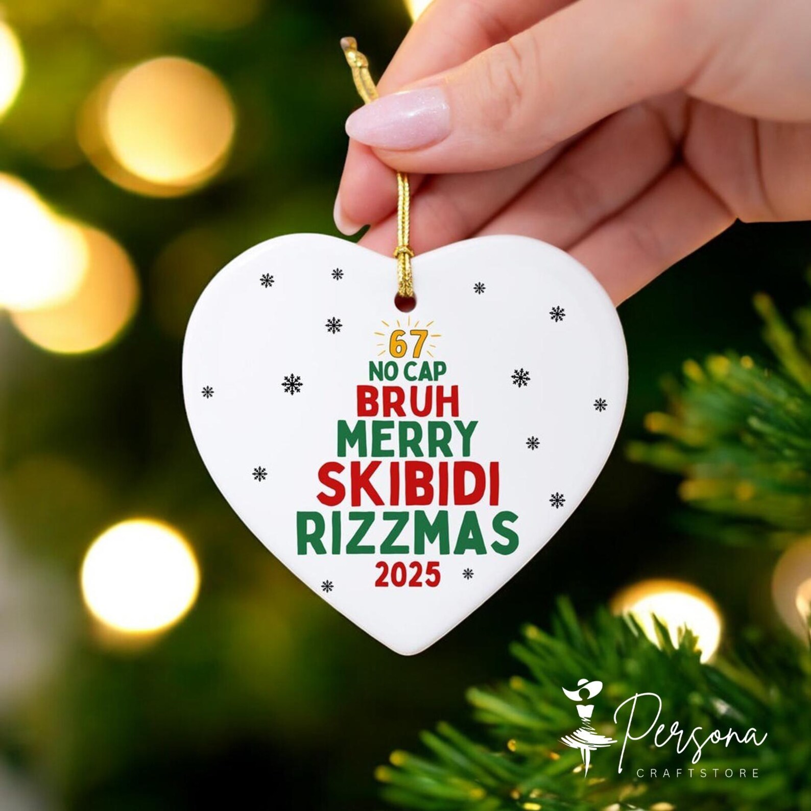 Six Seven 67 2025 Brainrot Meme, Gen Z Teen Slang Christmas Ornament ...