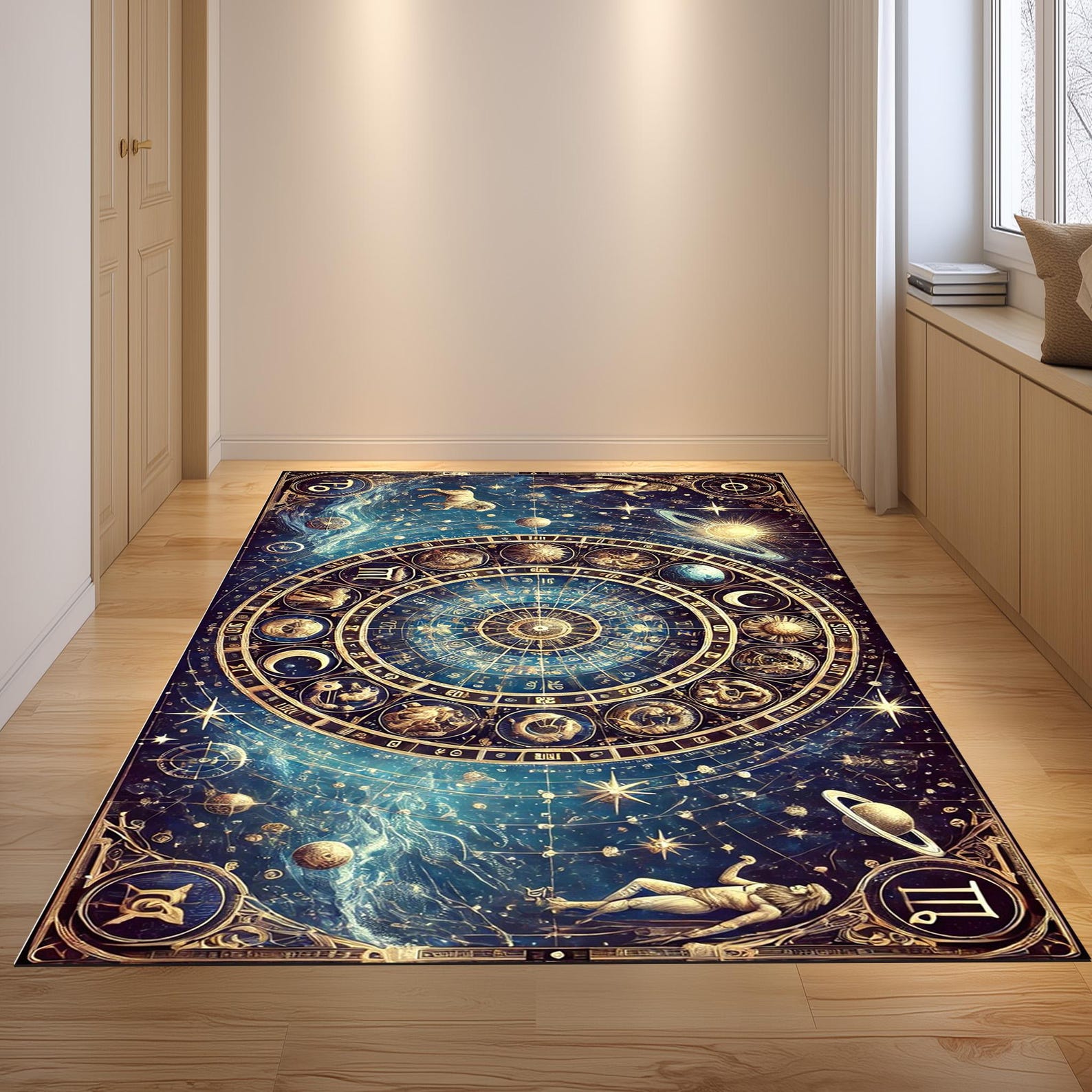 Zodiac Astrology Rug, Celestial Star Map Carpet, Mystic Galaxy Living ...