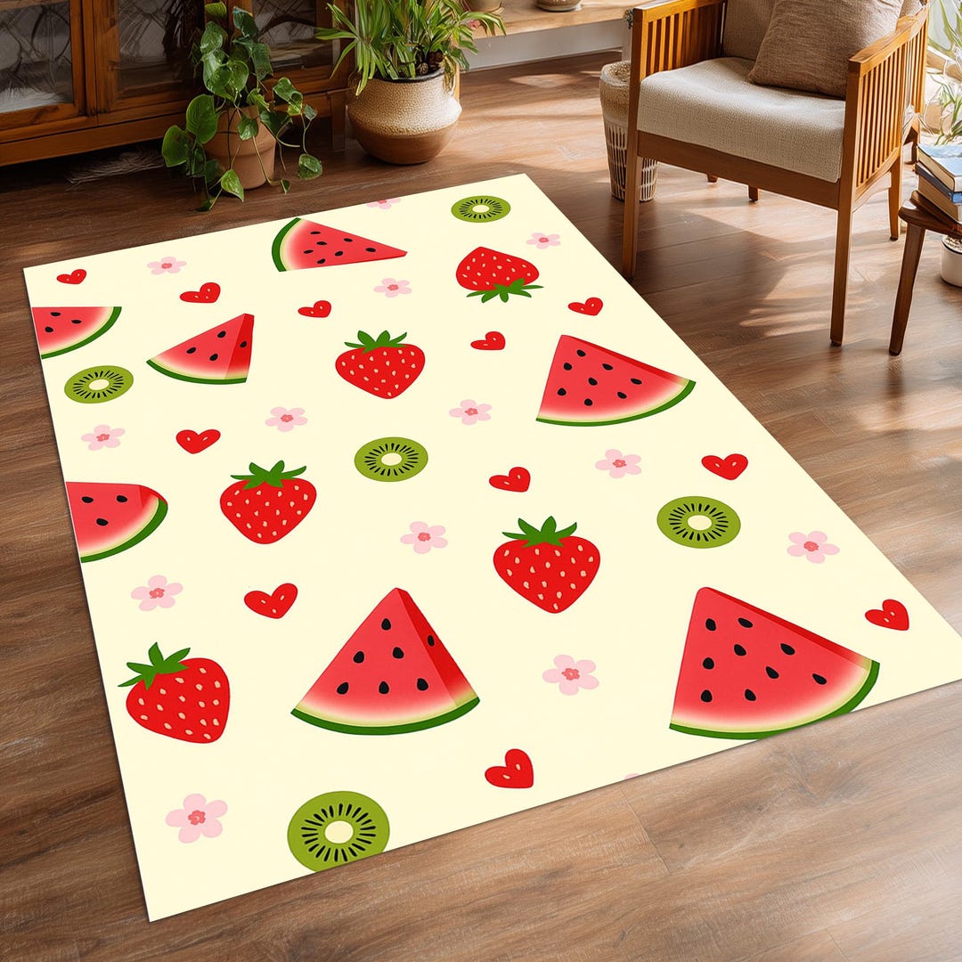 Colorful Fruit Pattern Rug: Playful Kids Room Decor - Etsy