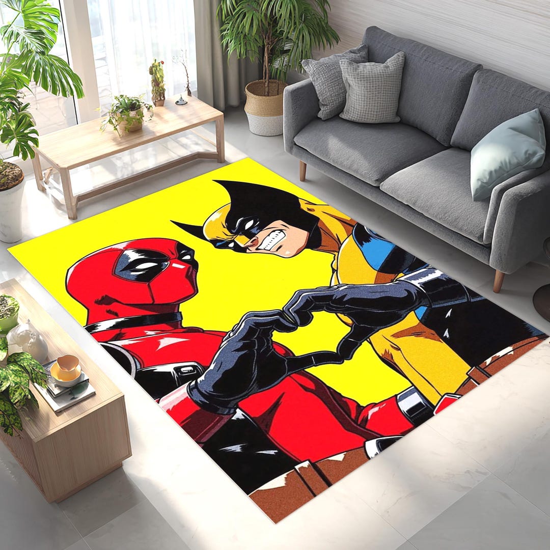 Deadpool & Wolverine Rug: Colorful Comic Superhero Decor - Etsy