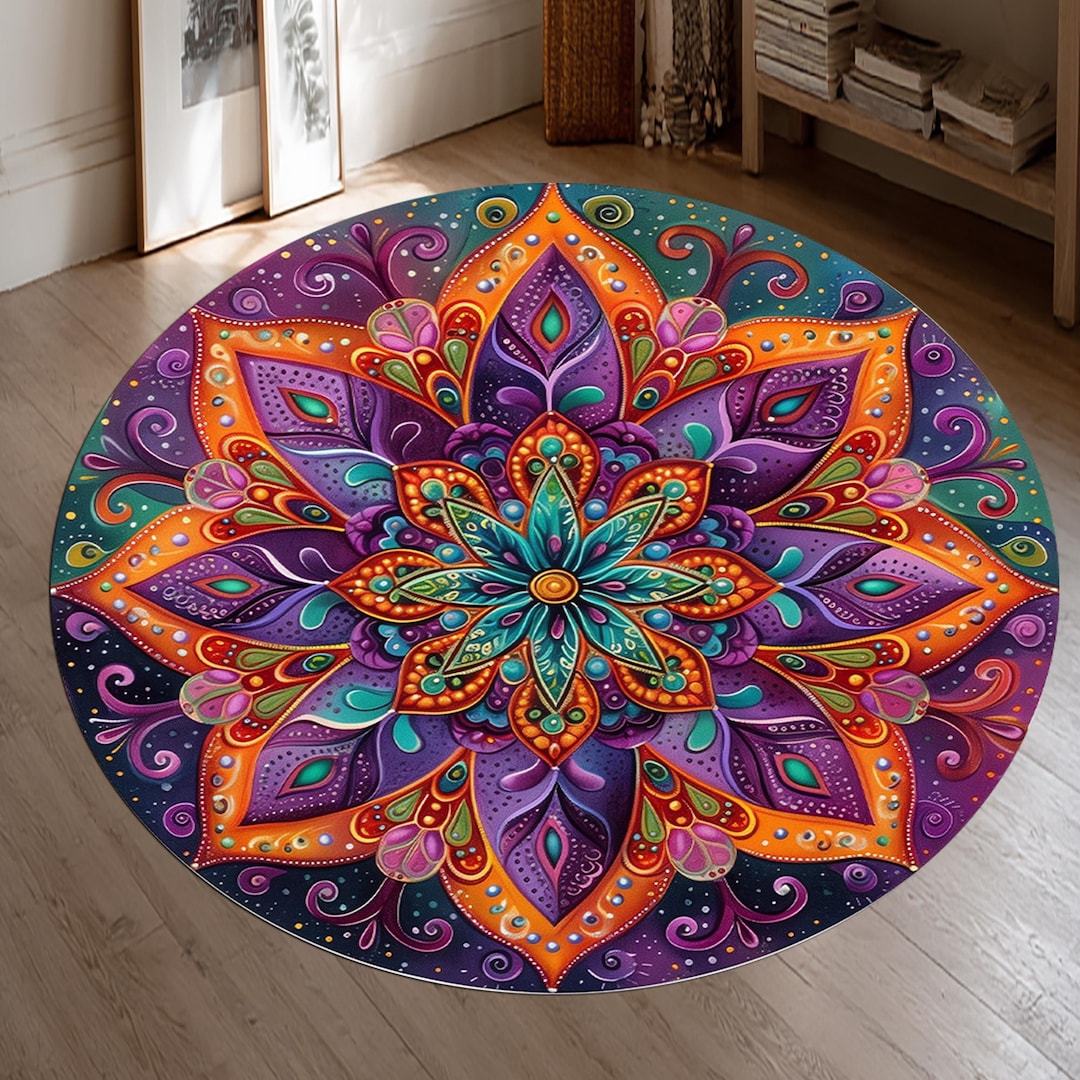 Custom Mandala Round Rug: Boho Zen Style, Non-slip Velvet (24 Inch) - Etsy