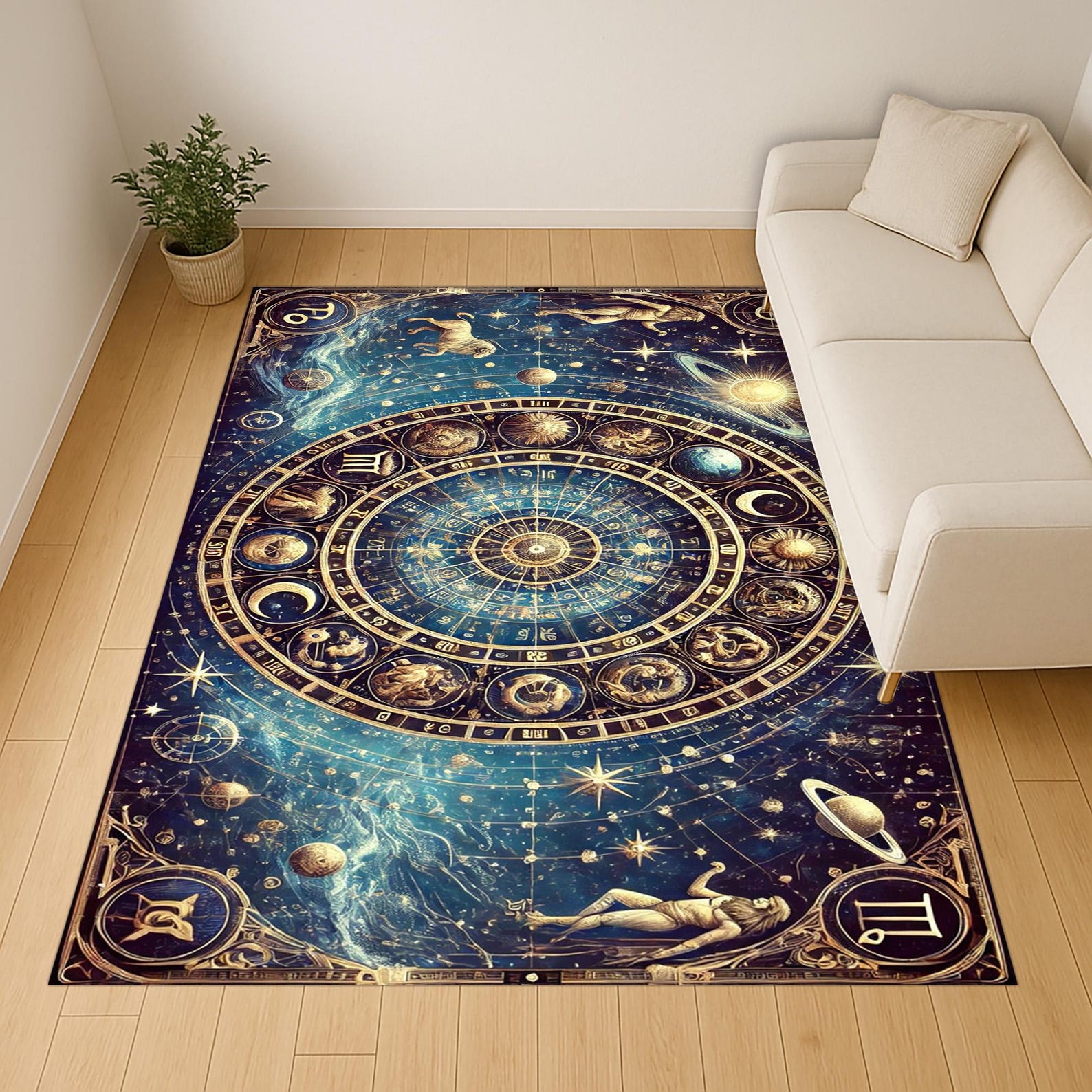 Zodiac Astrology Rug, Celestial Star Map Carpet, Mystic Galaxy Living ...