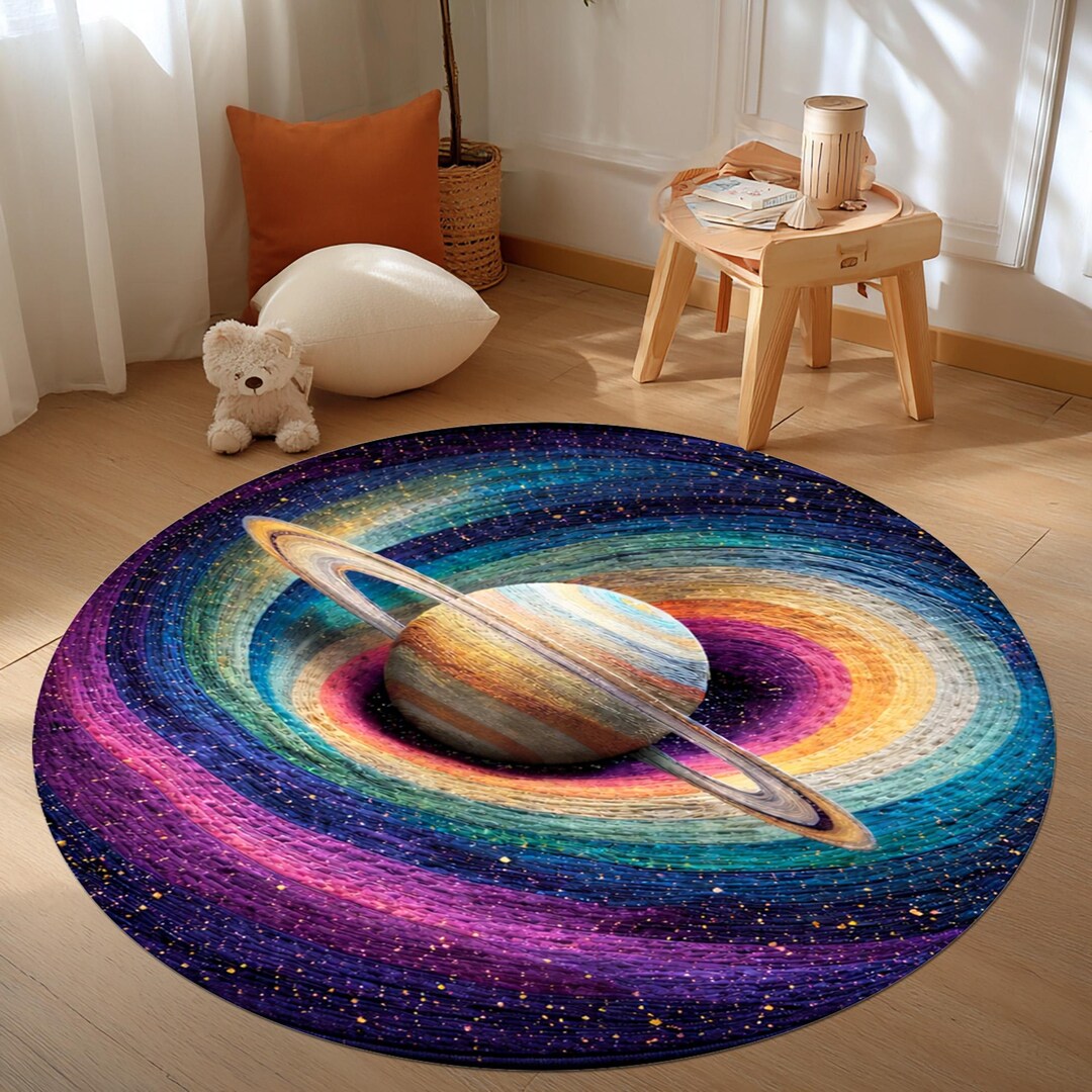 Saturn Planet Round Rug, Space Kids Room, Galaxy Nursery Decor - Etsy