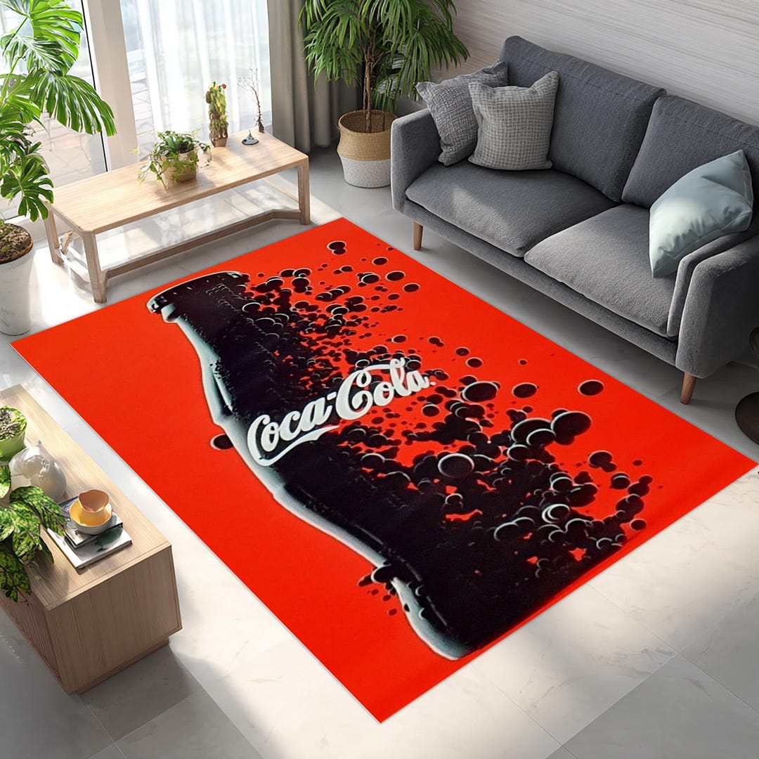 Coca Cola Rug,retro Coca Cola Rug,cola Bottle Rug,red Black Rug,pop Art ...