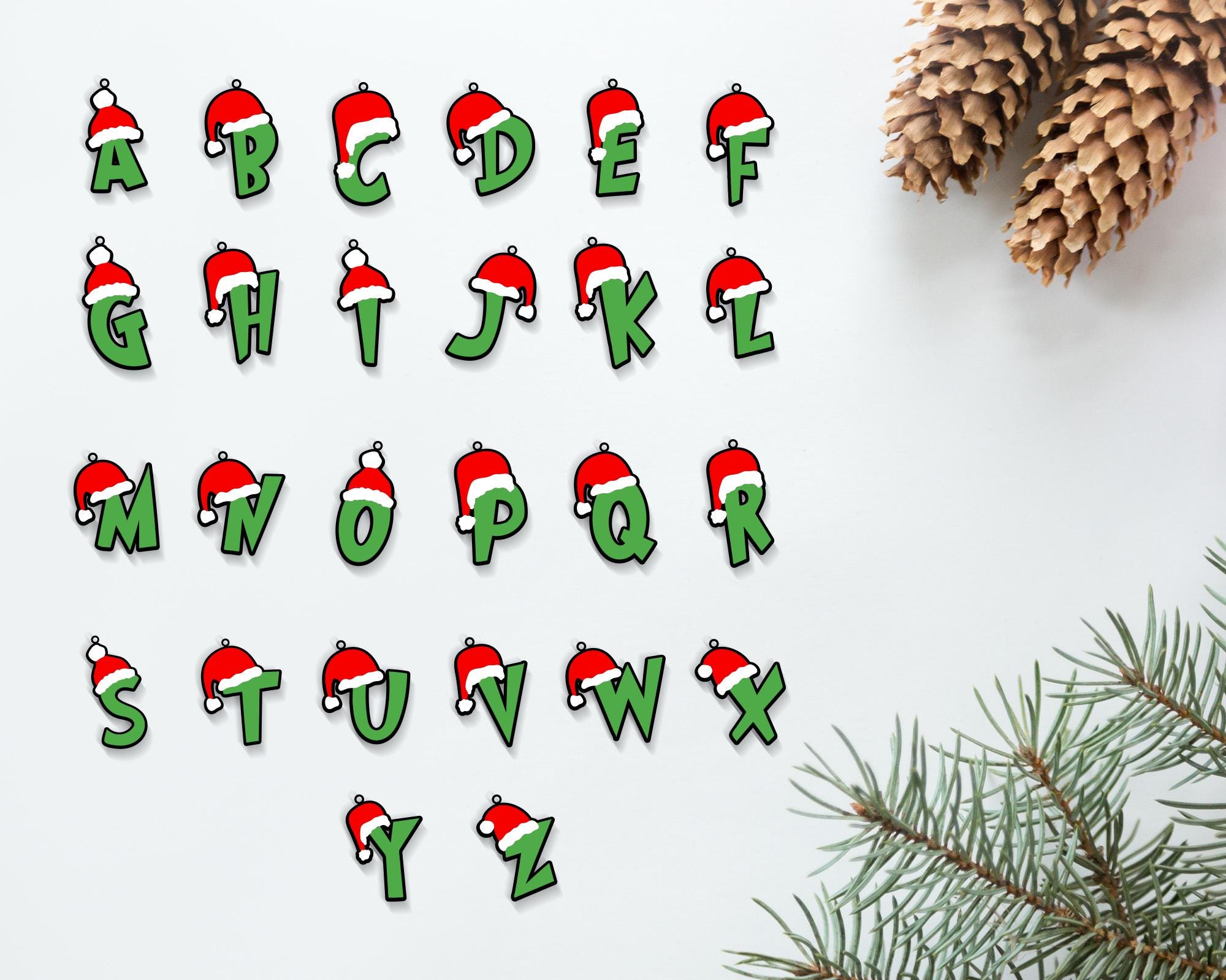 Grinch Christmas Alphabet Svg Bundle, Holiday Doodle Alphabet, Grinch ...