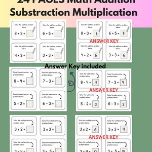 Math Worksheets Bundle: Addition, Subtraction, Multiplication (digital ...