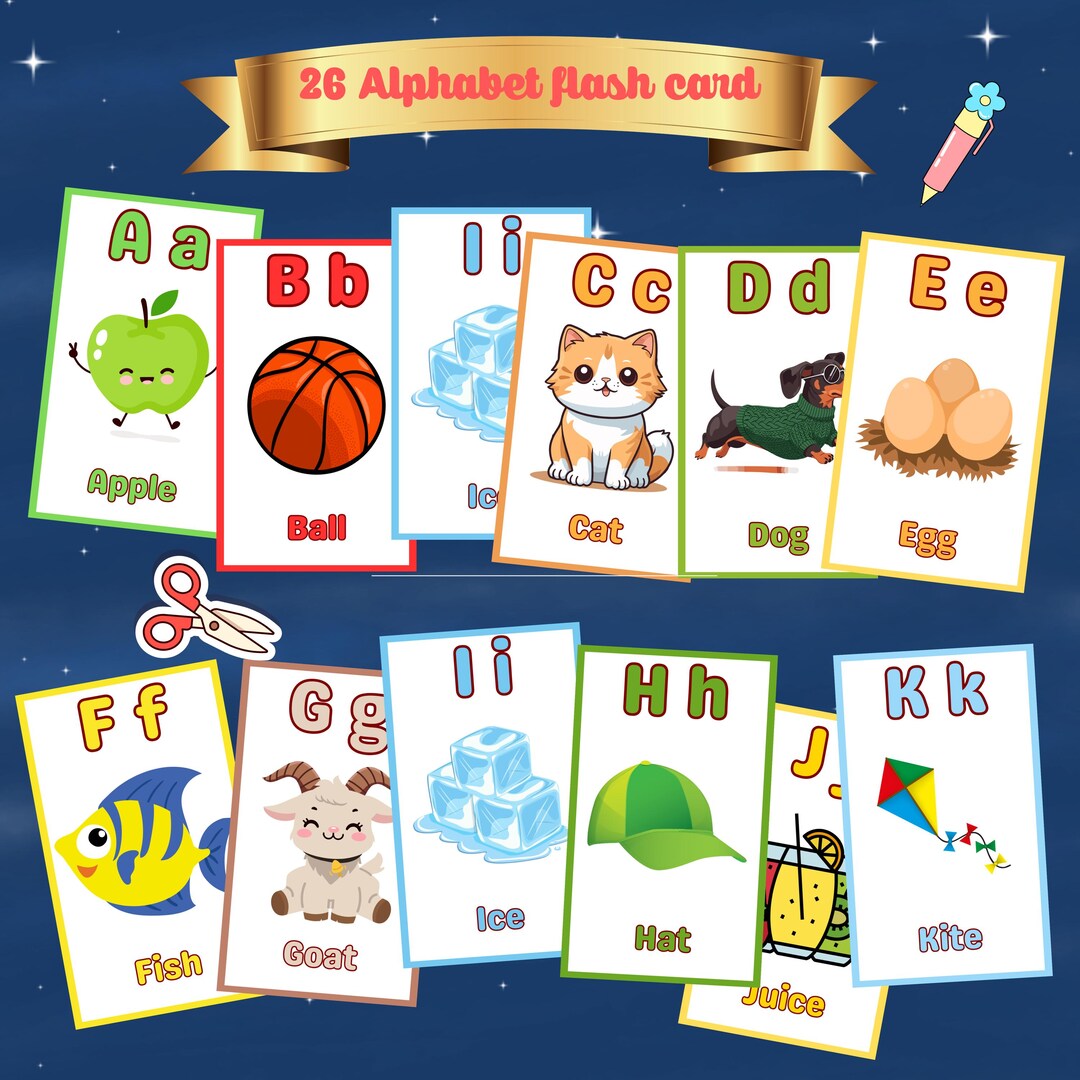 Cartes ABC imprimables Flash pour enfants - Cartes d'apprentissage de l ...