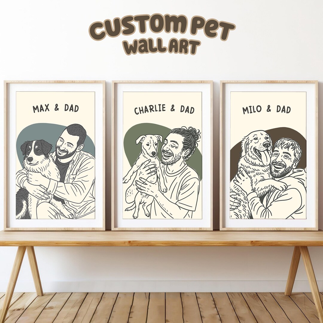 Custom Retro Pet Portrait: Funky Line Art (digital File) - Etsy