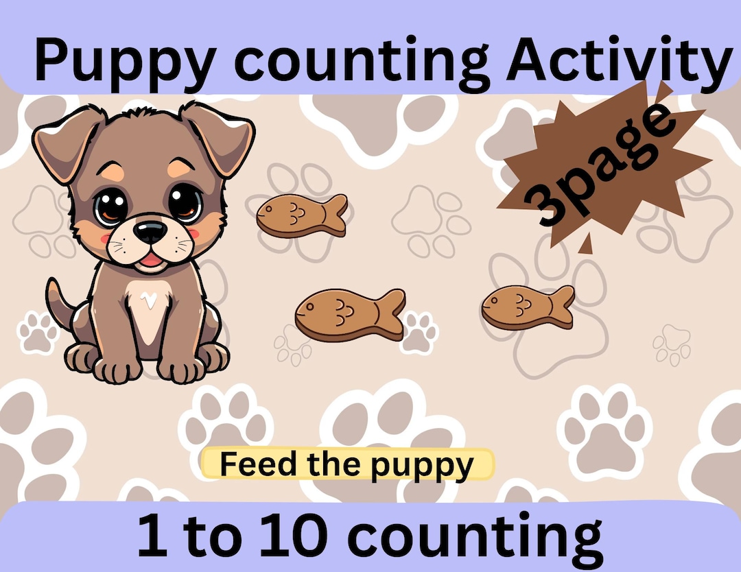 Puppy Feeding Counting Worksheet | 1–10 Counting Activity for Kids ...