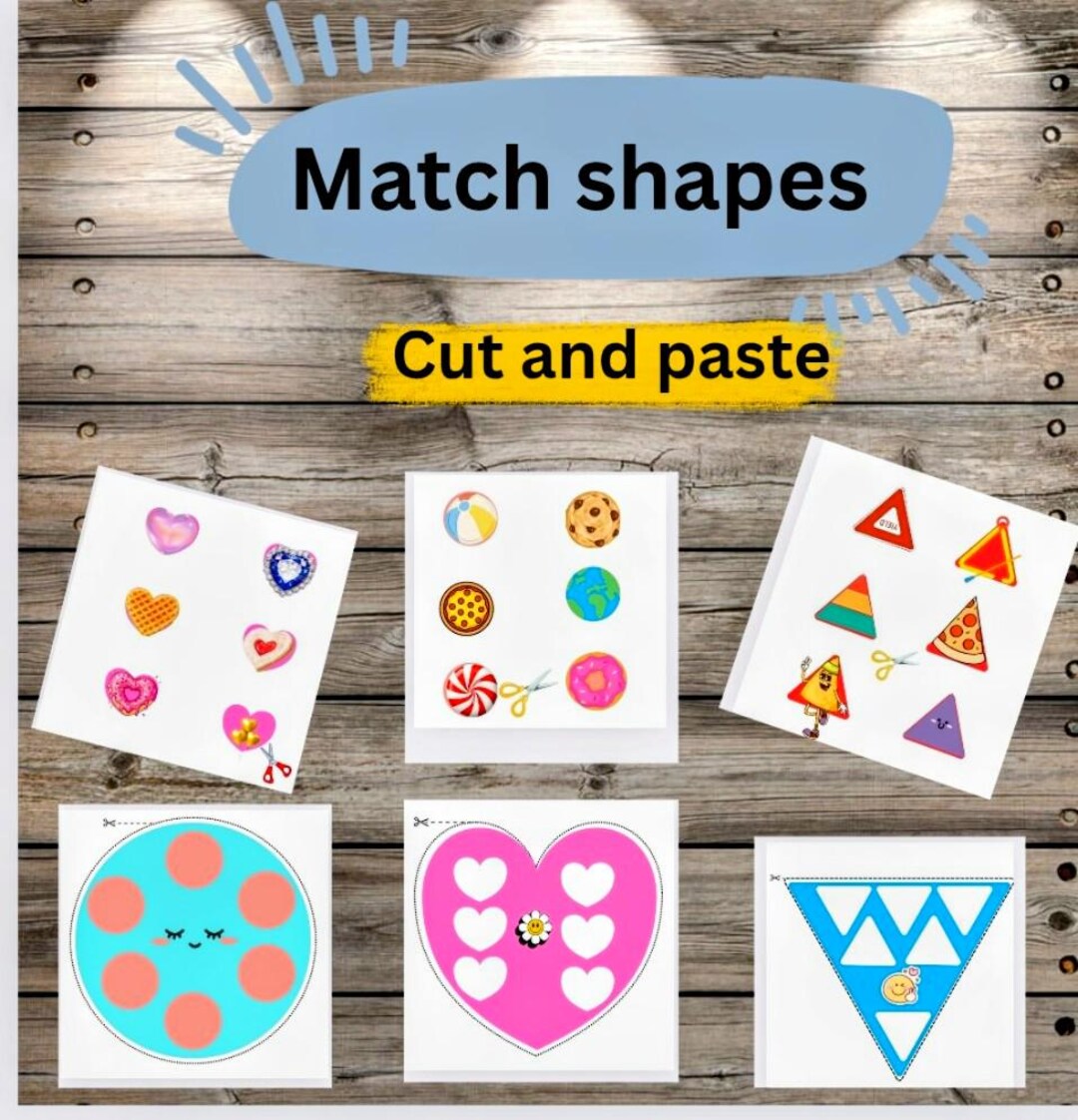 Shape Matching Cut & Paste: Toddler Learning Activity (PDF) - Etsy