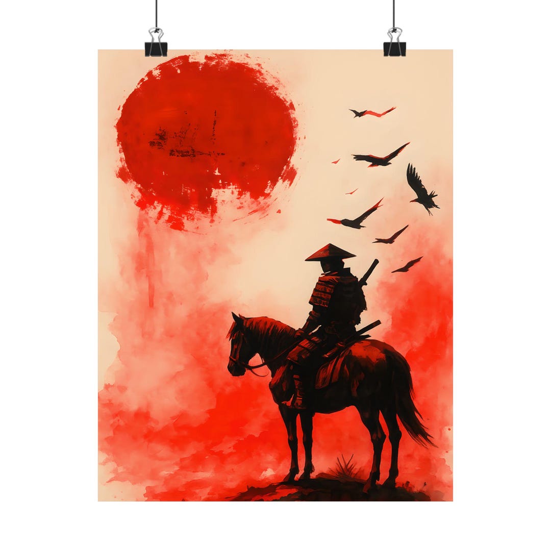 Samurai Red Sun Matte Art Print: Zen Japanese Home Decor - Etsy