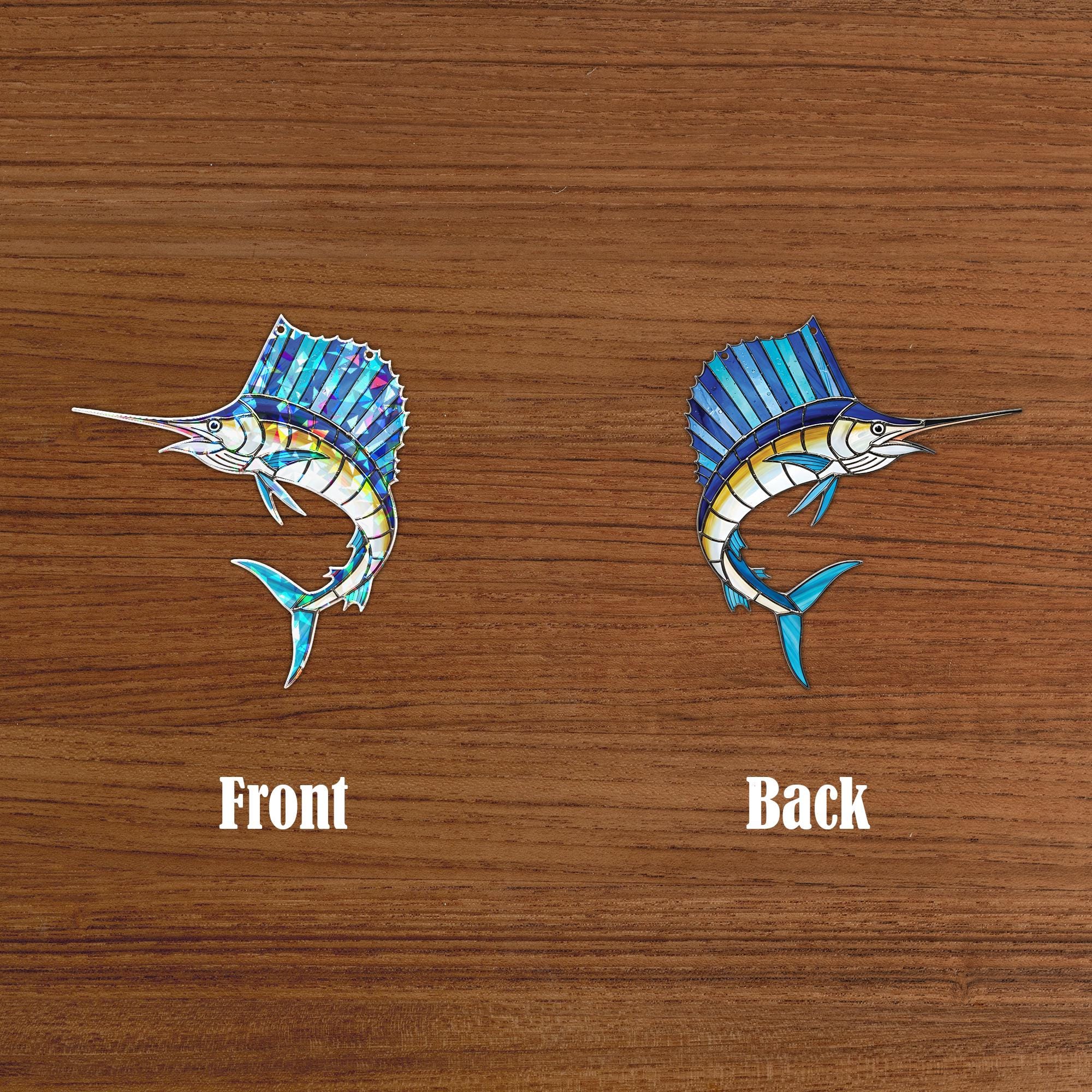 Marlin Fish Acrylic Suncatcher Window Hanging, Hologram Sailfish ...