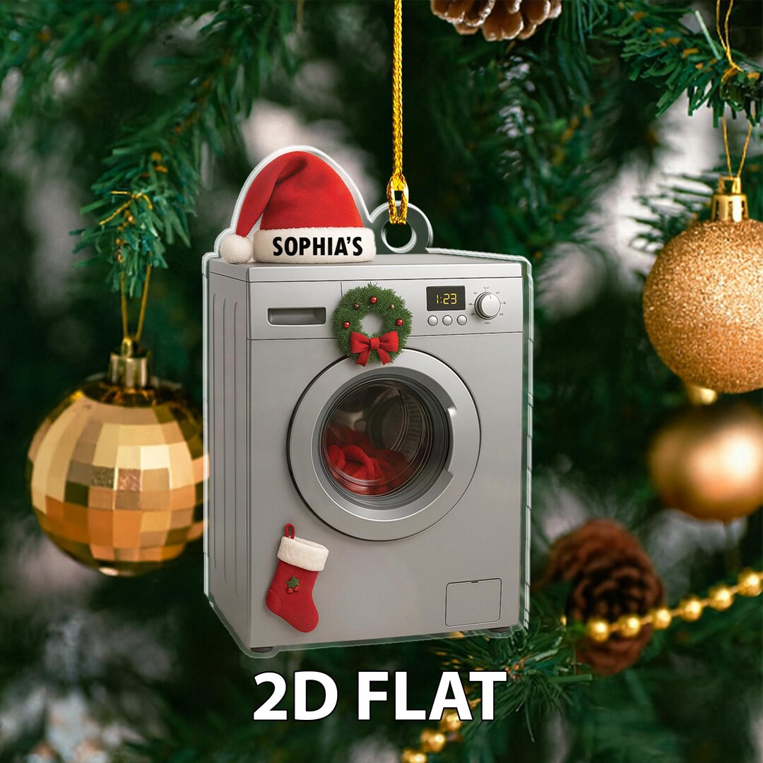 Personalized 2D Flat Washing Machine Ornament, Custom Laundry Christmas ...