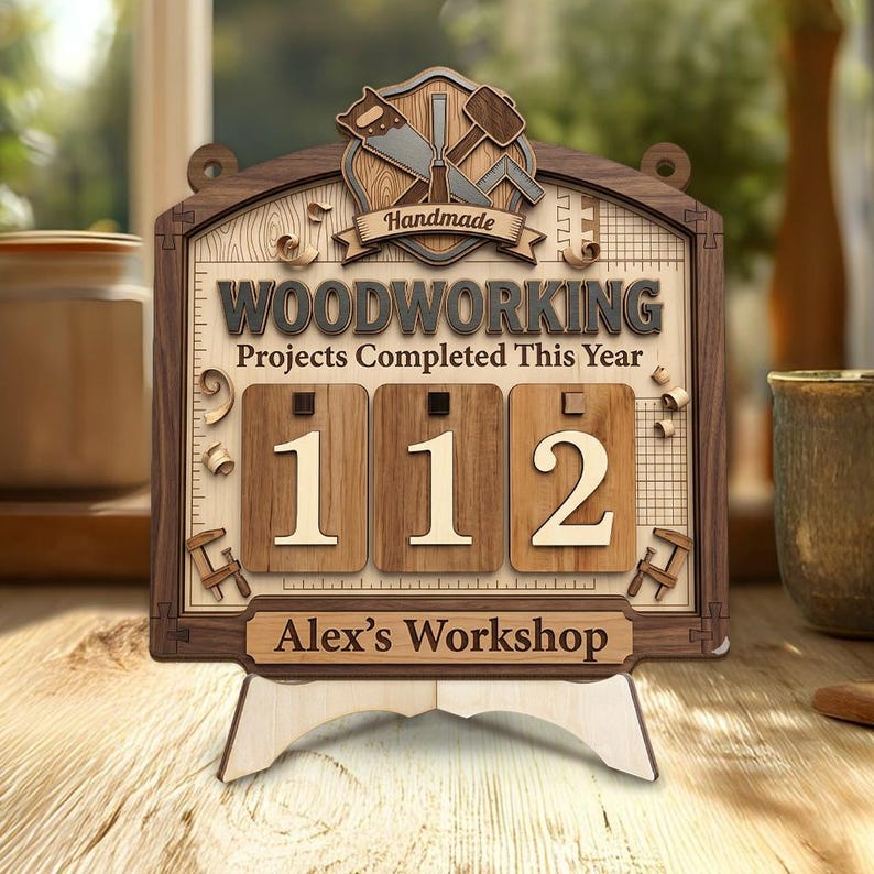 Woodworking Projects Tracker Sign, Personalized Wood Shop Progress ...