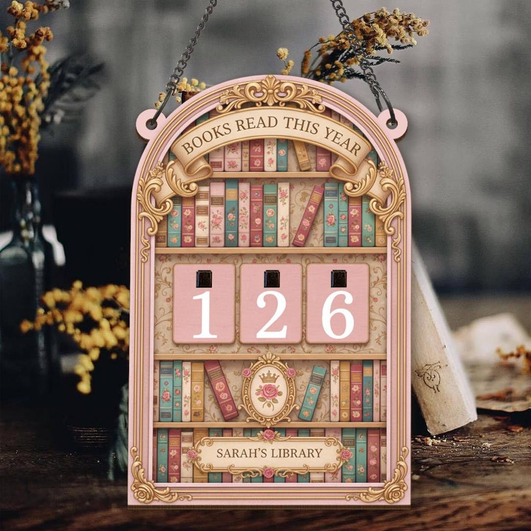 Personalized Vintage Books Read Tracker Sign, Custom Name Coquette ...