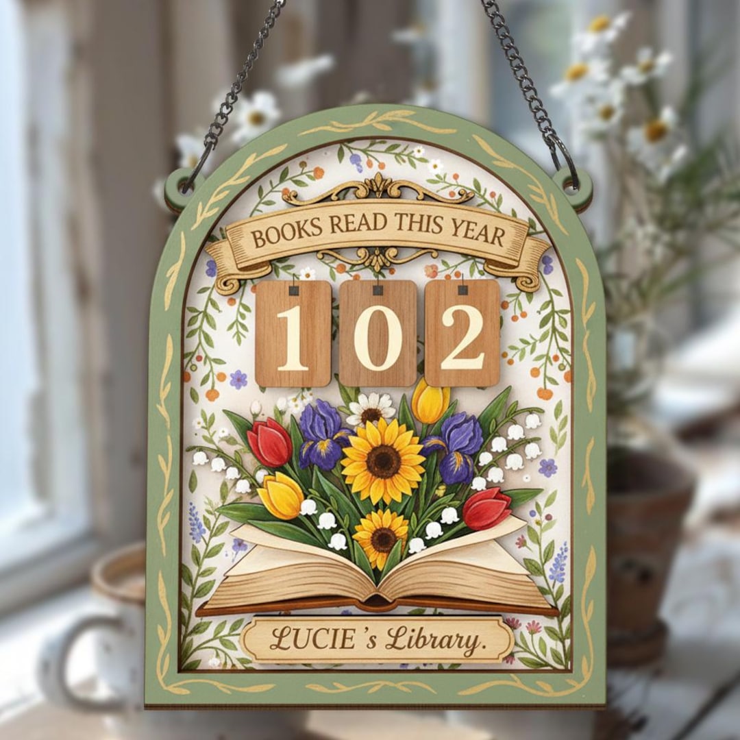 Vintage Floral Books Read This Year Sign, Reading Tracker Sign ...