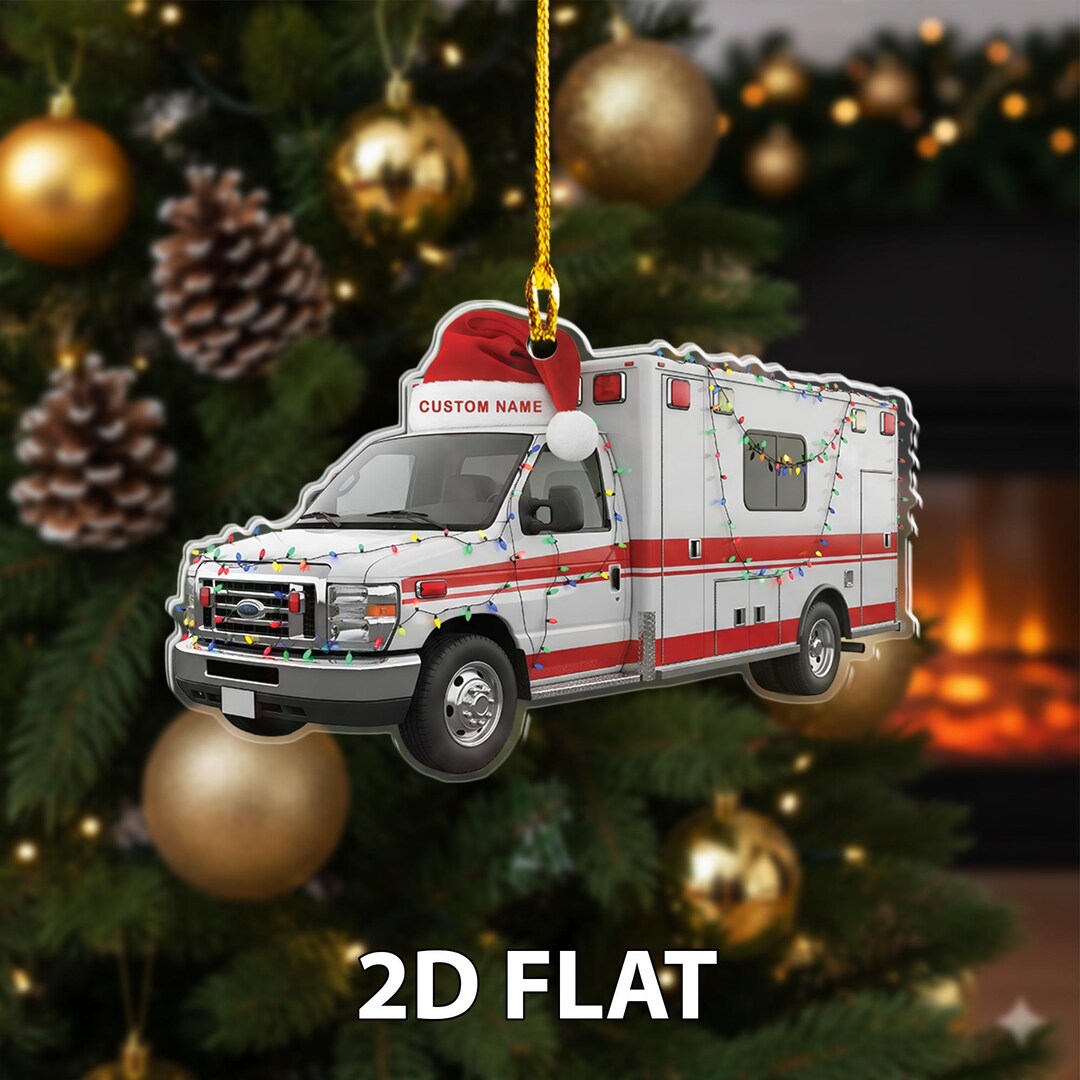 Personalized Ambulance 2D Flat Ornament, Custom EMS Ornament, EMT Gift ...