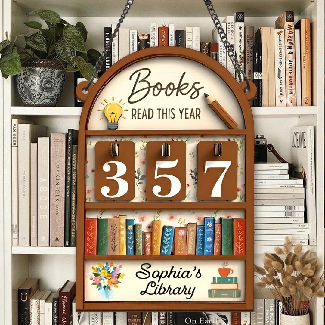 Personalized Book Tracker Sign, Custom Reading Goal Sign, Books Read ...