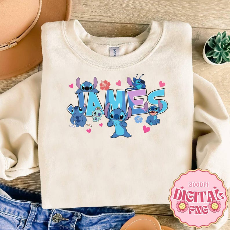 Custom Name Stitch Matching Png, Personalized Lilo and Stitch Png File ...