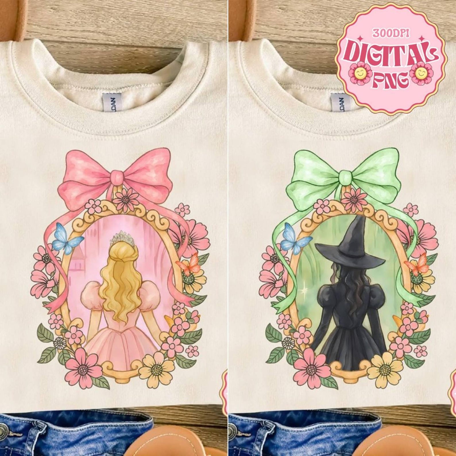 Coquette Wicked Glinda and Elphaba PNG, Wicked Change for Good PNG ...