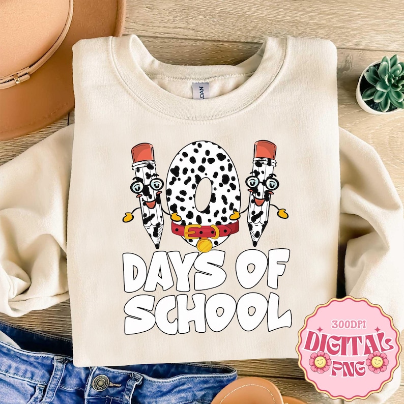 101 Days of School Png, Cute Dalmatian Dog Digital, Back to School File ...