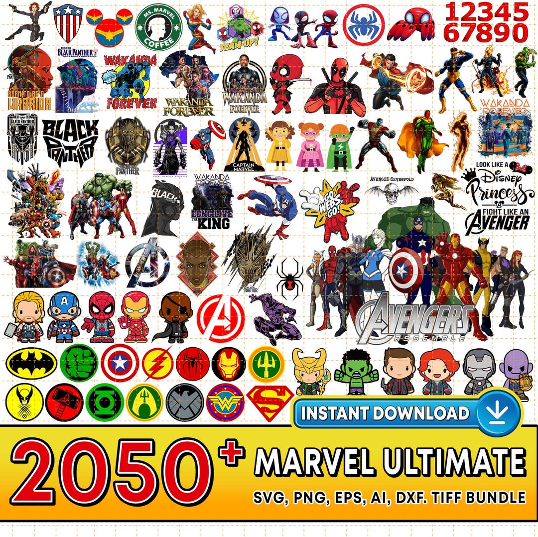 2000+ Superhero PNG File, Comics PNG Bundle, Avengers PNG Clipart ...