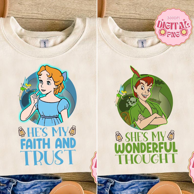 Peter Pan Couple Png, She's My Wonderful Thought, He's My Faith and ...