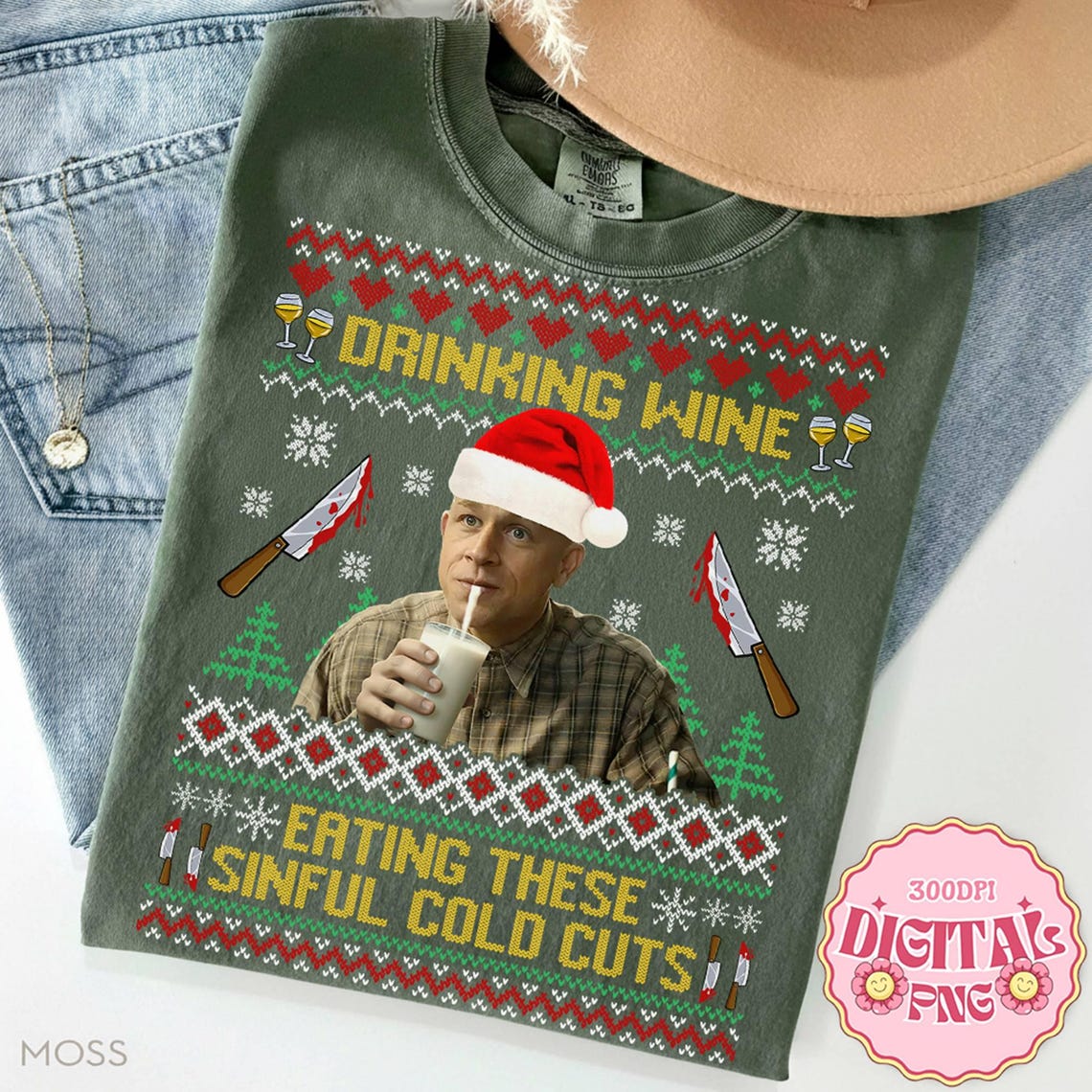 Drinking Wine Eating These Sinful Cold Cuts Ugly Christmas Png,christmas Gift,movie Charlie ...