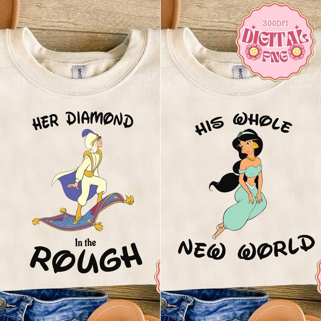 Jasmine Aladdin Couple Png, Her His Characters Matching Valentine Days ...