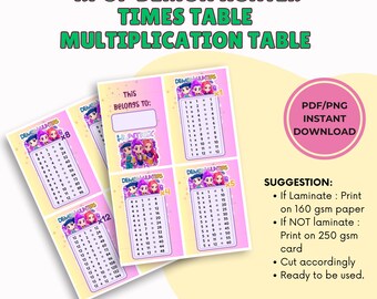 Kpop Demon Hunter Times Table Flashcards, Multiplication Learning (PDF ...