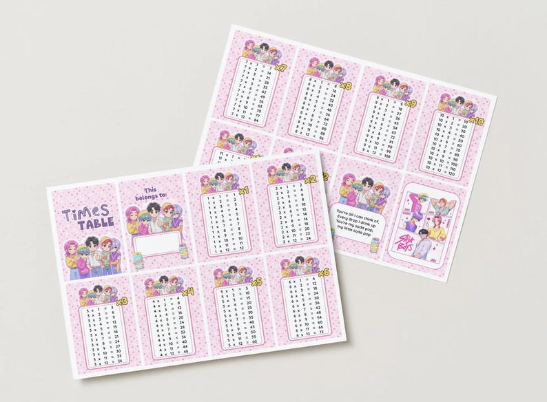 Kpop Demon Hunter Times Table Flash Cards, Printable Multiplication ...