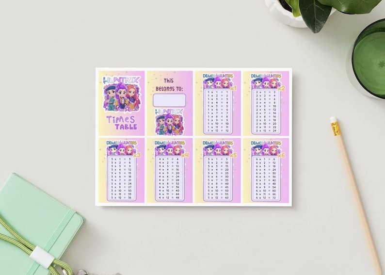 Kpop Demon Hunter Times Table Flashcards, Multiplication Learning (PDF ...