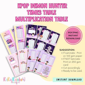 Multiplication Table Kpop Demon Hunter - Etsy