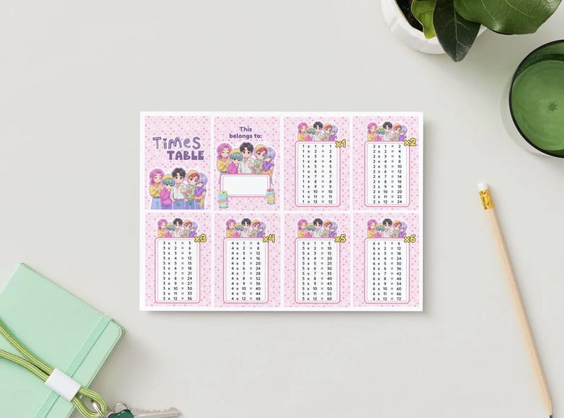 Kpop Demon Hunter Times Table Flash Cards, Printable Multiplication ...
