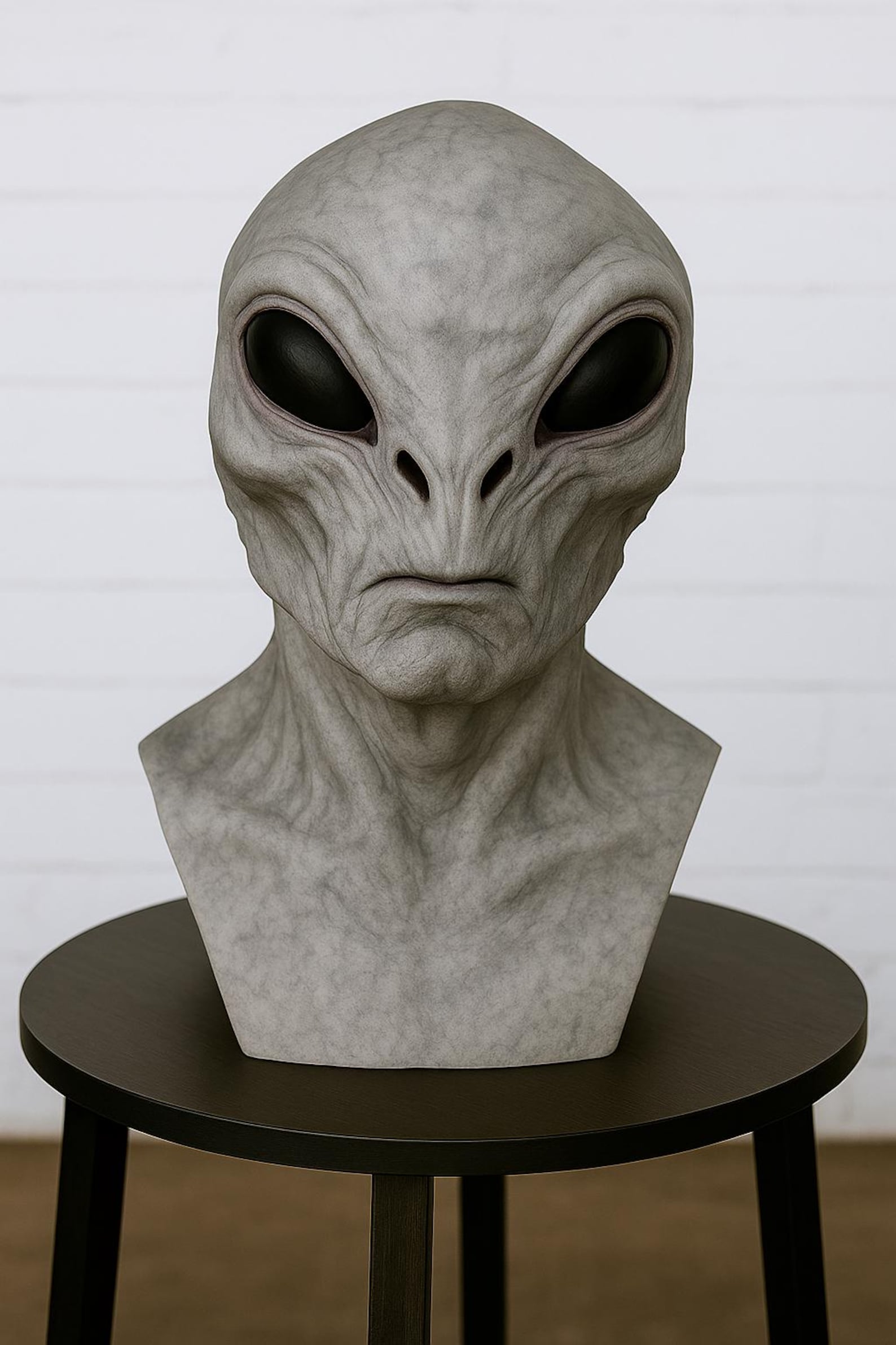 Grey Alien Mask – Realistic Latex Extraterrestrial Head for Halloween ...