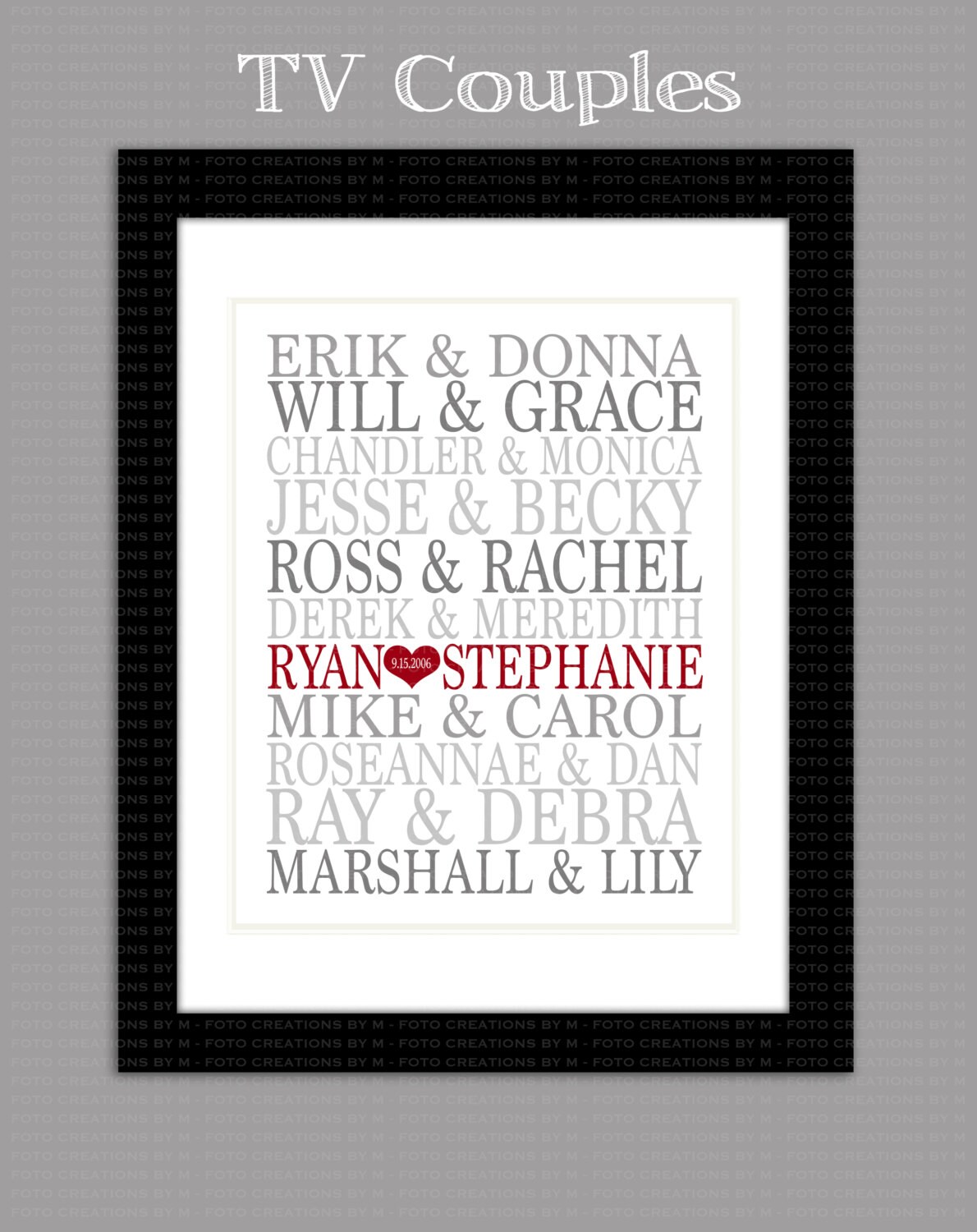 SALE Famous Couples Anniversary Print - Wall Art - 8x10 JPG File - 3 ...