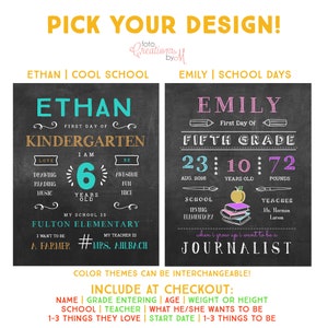 Custom First Day of School Chalkboard Sign - Elementary School ...