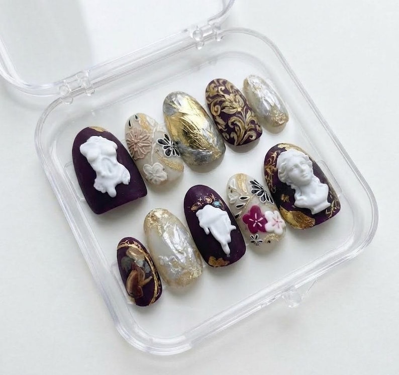 Renaissance Sculpture Press on Nails | Classical Greco-roman Bust ...
