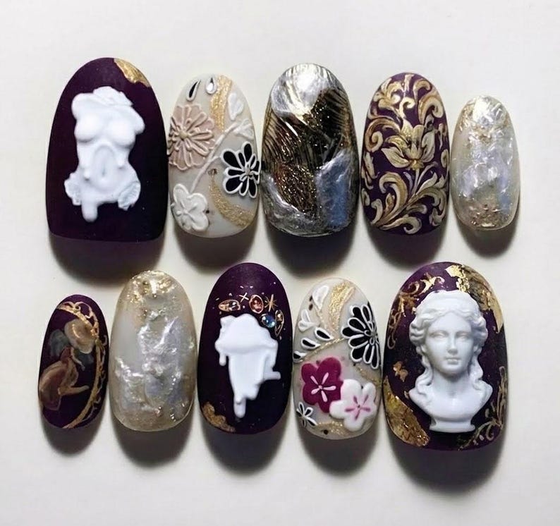 Renaissance Sculpture Press on Nails | Classical Greco-roman Bust ...