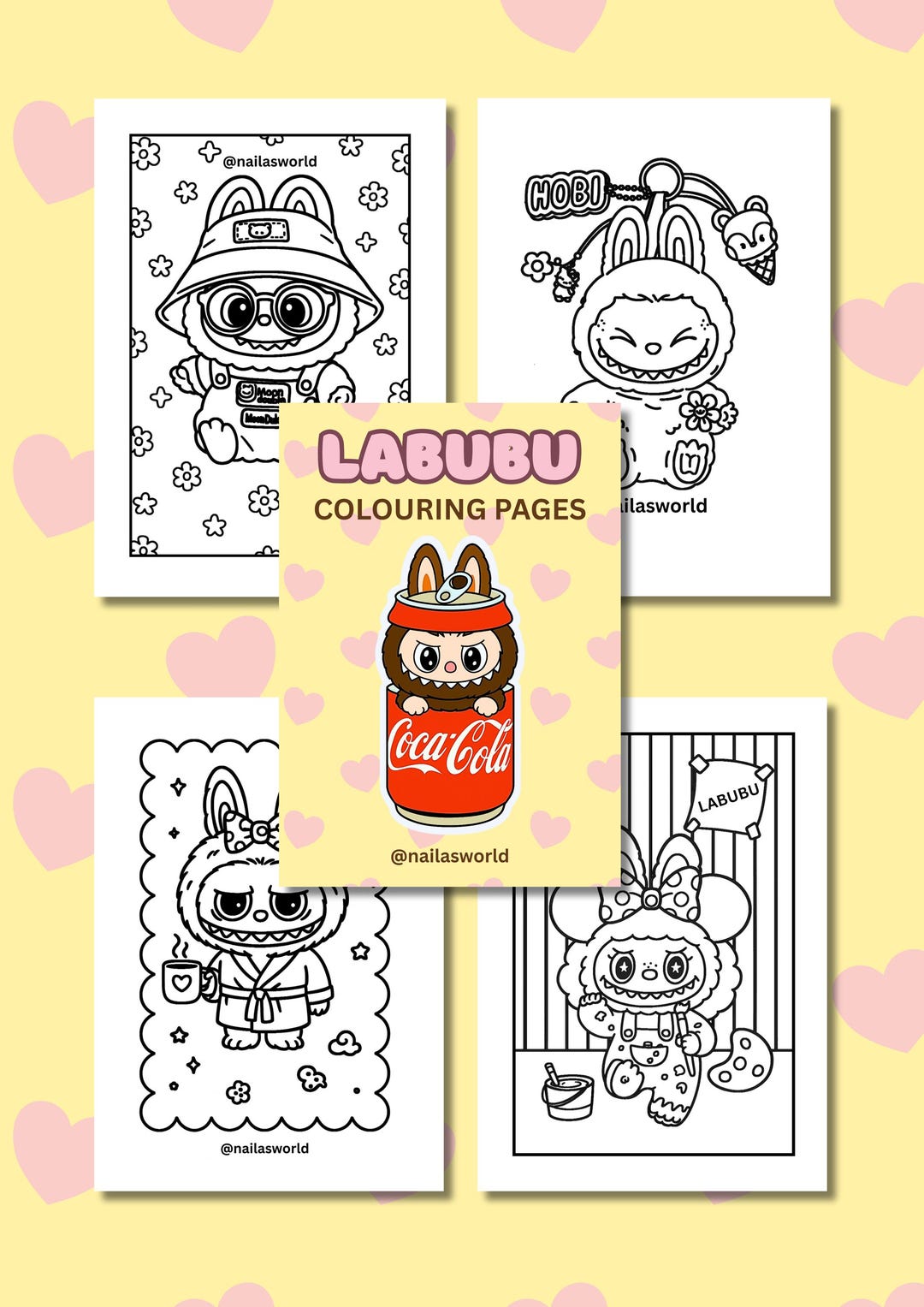 Labubu-inspired Colouring Pages – 12 Cute PDF Printables | Kawaii ...