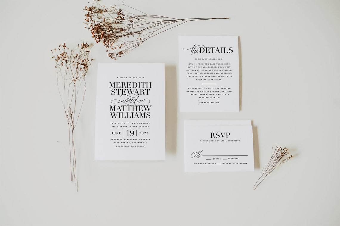 Classic Formal Modern Printed Elegant Bold Wedding Invitation - Etsy