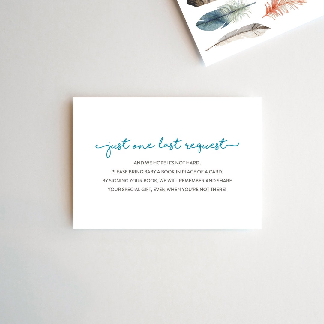 Simple Book Request Card - Printable PDF - 5 in X 3.5 in - Please Bring ...