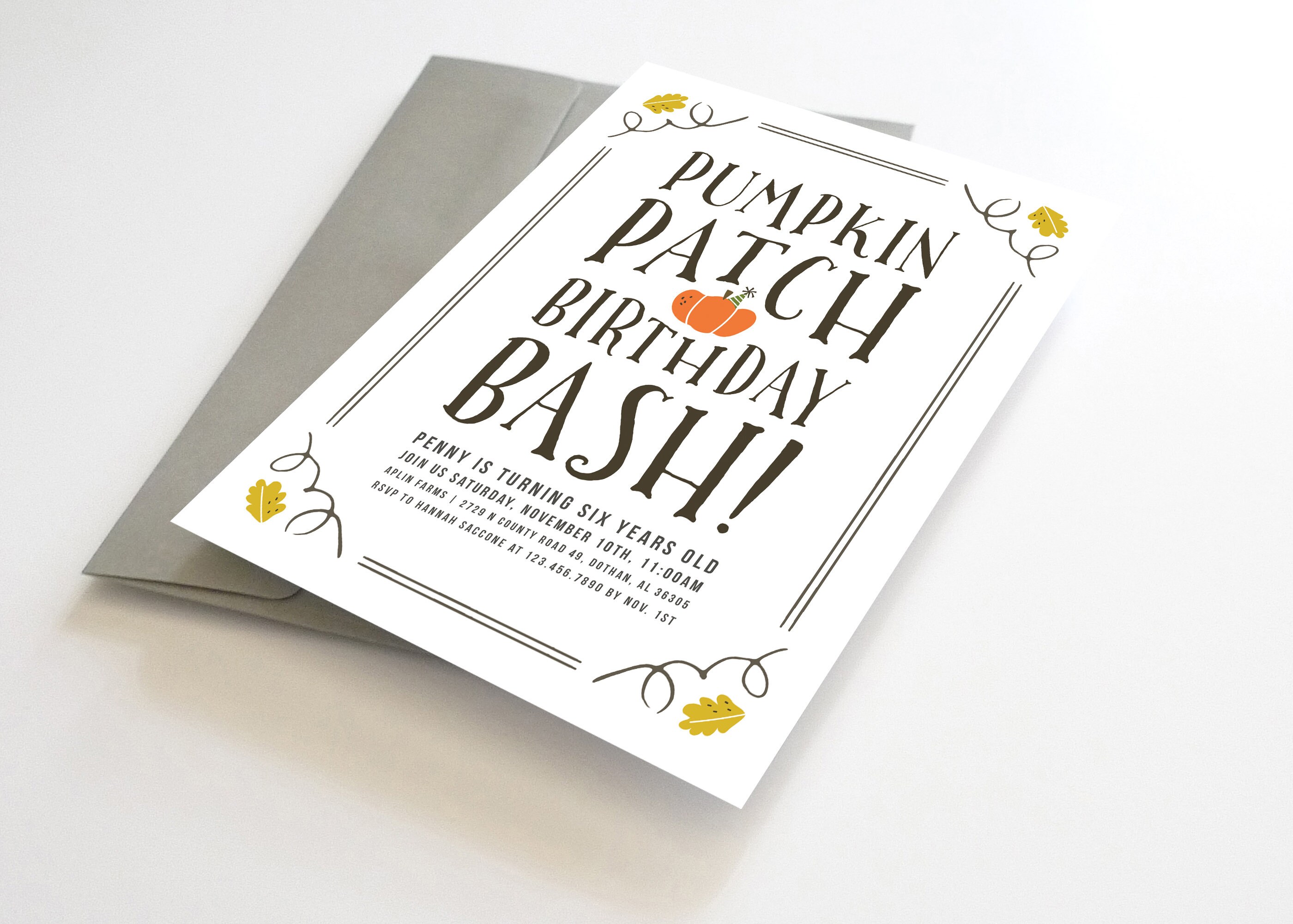 Pumpkin Patch Birthday Invitation, Pumpkin Patch Birthday Invite ...