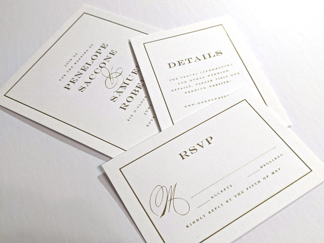 Gold Foil Formal Preppy Wedding Invitation Set Suite Classic - Etsy