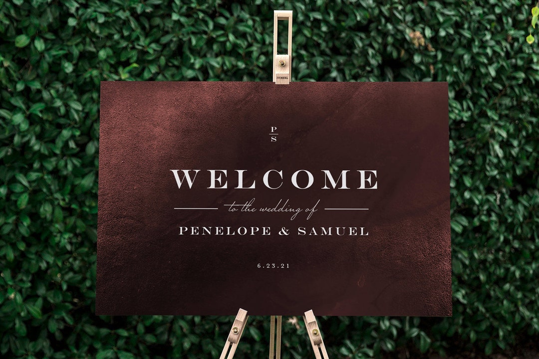 Printable Burgundy Wedding Welcome Sign Printable Template Templett ...