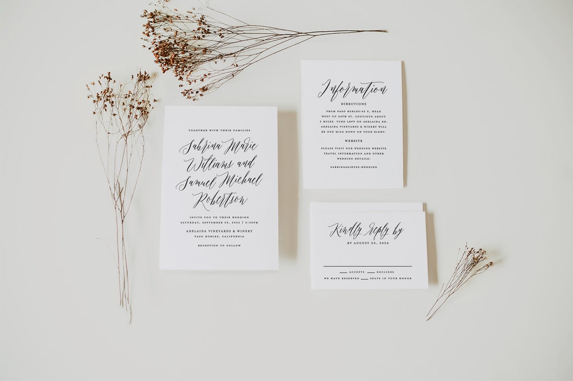 Charming Clean Calligraphy Script Romantic Printed Bespoke - Etsy