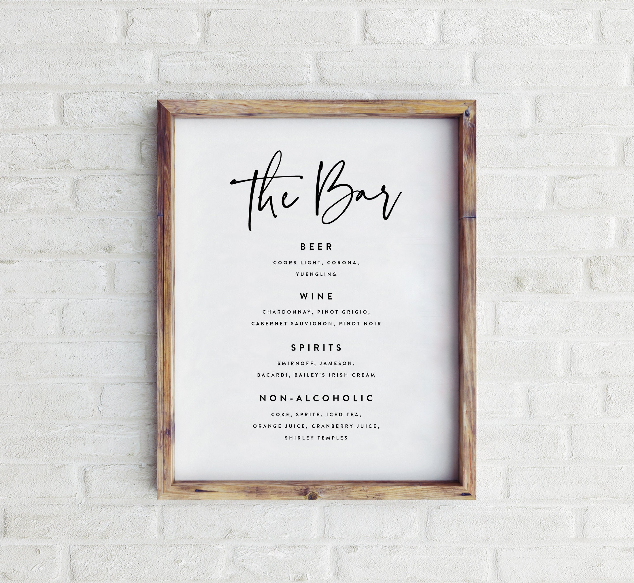 Bar de bodas Bebidas Menú Descarga Instantánea Plantilla de Signo ...